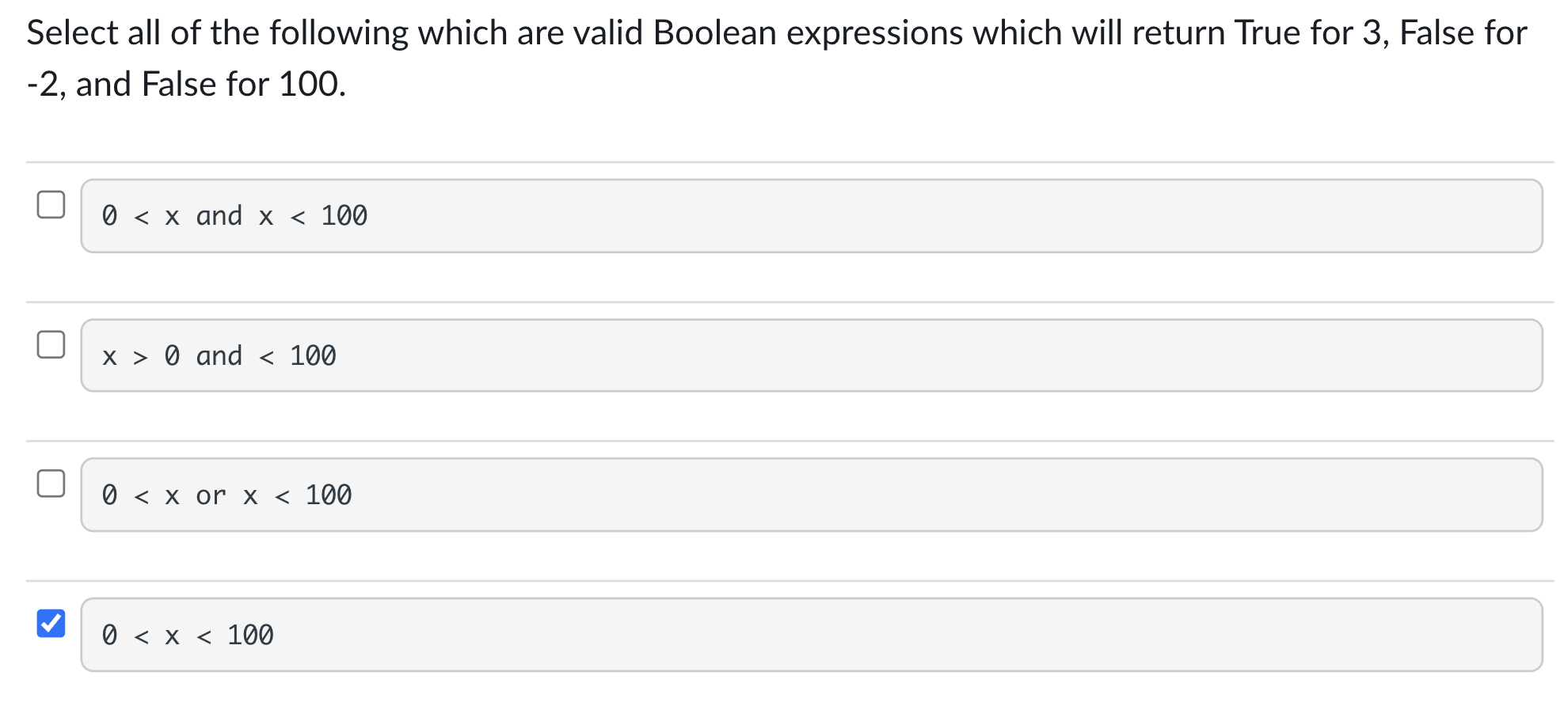Solved Select all of the following which are valid Boolean | Chegg.com