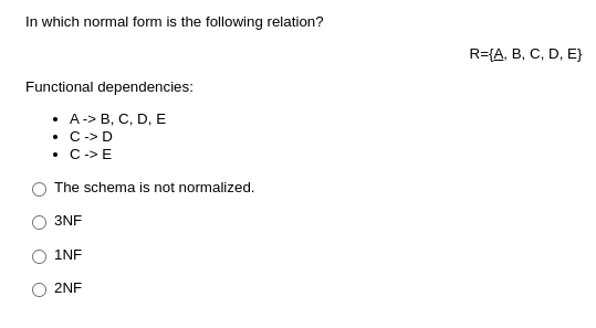 Solved In which normal form is the following relation? | Chegg.com