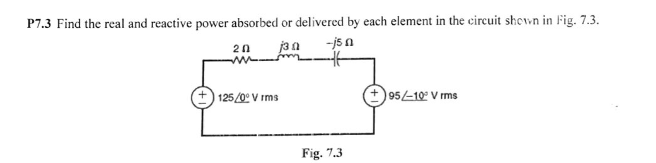 Solved P7.3 ﻿Find the real and reactive power absorbed or | Chegg.com