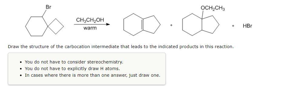 Solved warm CH3CH2OH raw the structure of the carbocation | Chegg.com