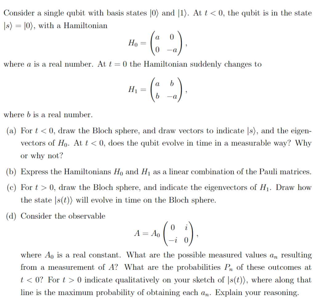 Solved Consider a single qubit with basis states ∣0 and | Chegg.com