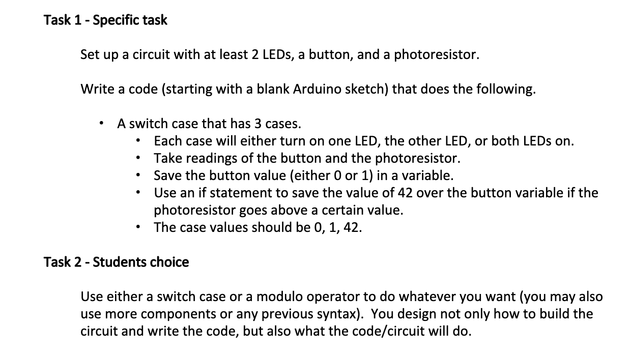 Solved Task 1 - Specific task Set up a circuit with at least | Chegg.com