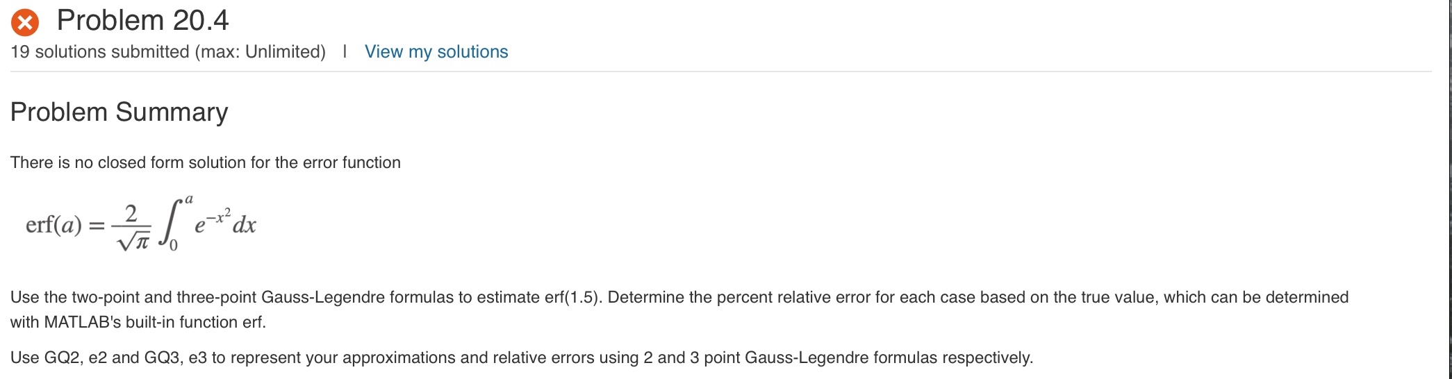 Solved Problem 20.4 19 solutions submitted (max: Unlimited) | Chegg.com