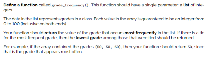 Solved Define a function called grade_frequency(). This | Chegg.com