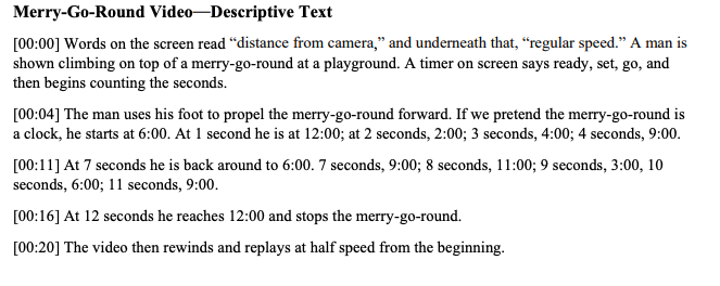 Merry-Go-Round Video Descriptive Text 00:00) Words on | Chegg.com