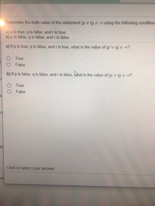 Solved Determine The Truth Value Of The Statement P