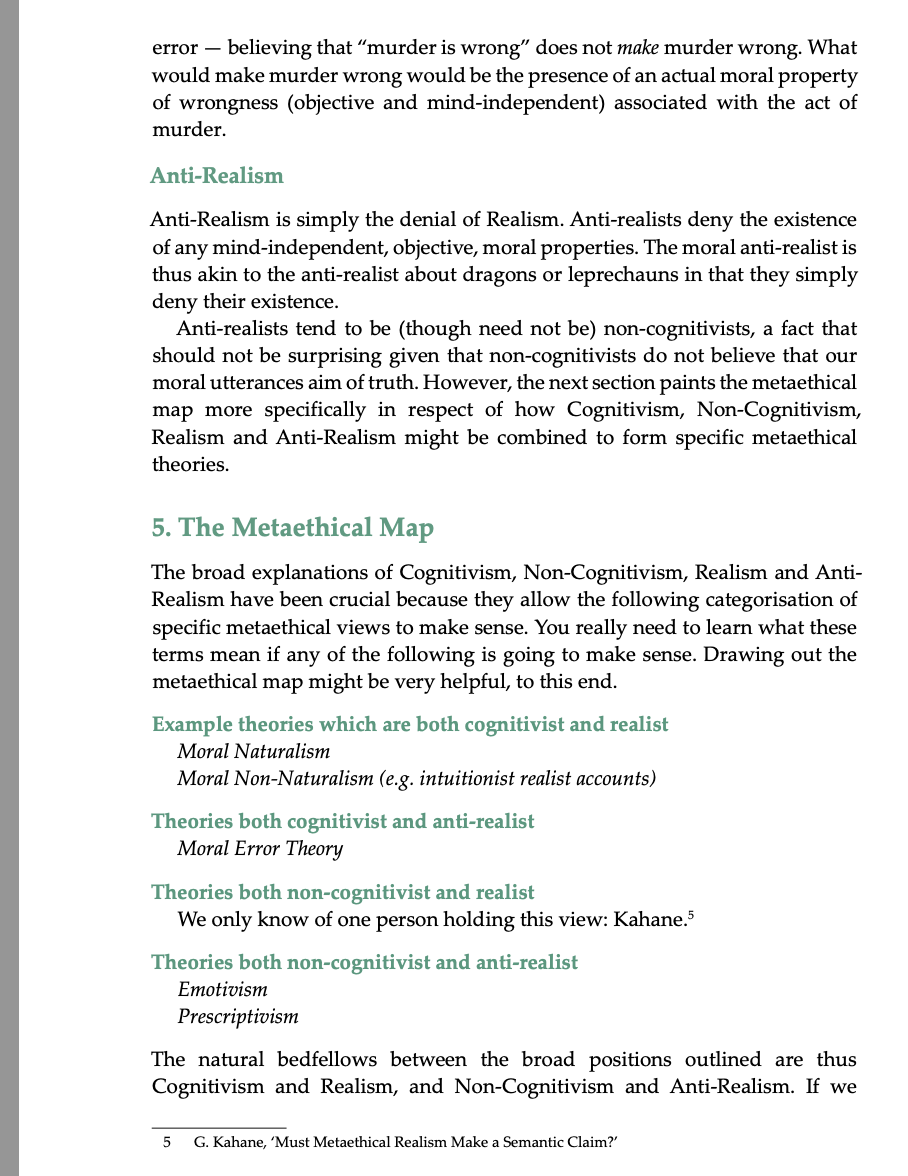 Can you create your own Metaethical Map? Try drawing | Chegg.com