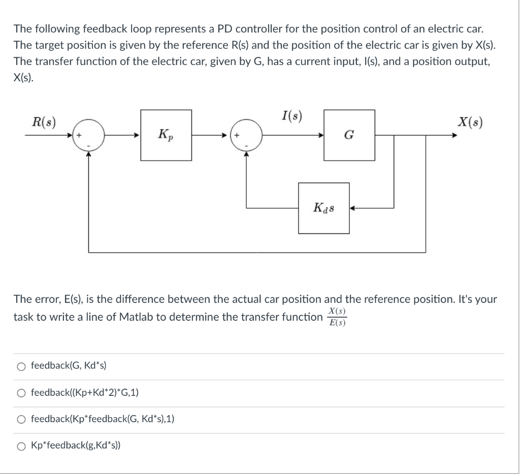 Solved The following feedback loop represents a PD | Chegg.com