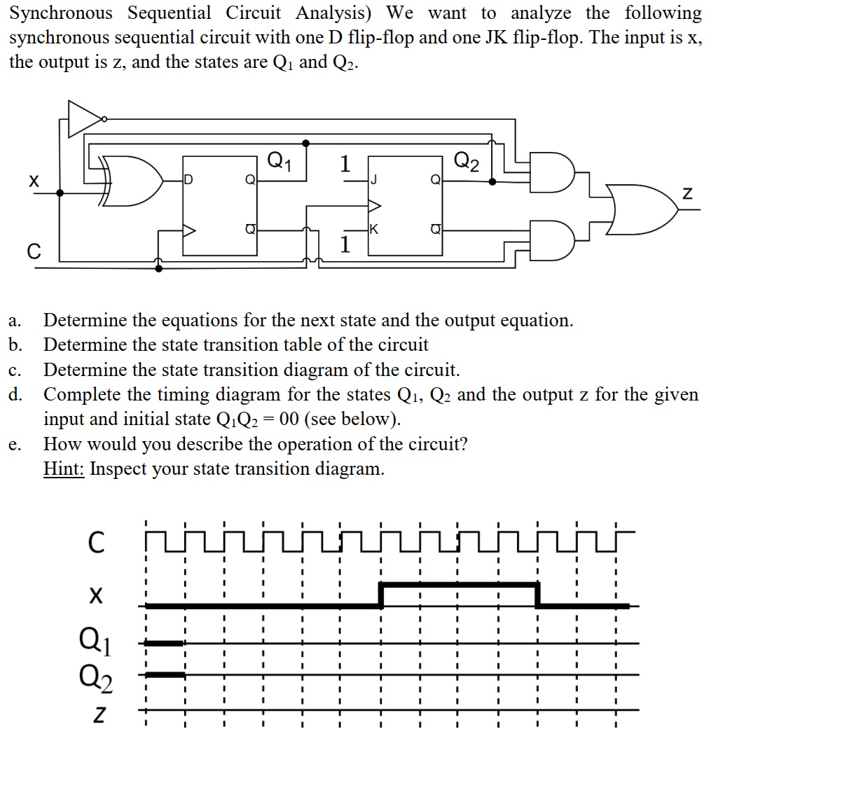 Synchronous Sequential Circuit Analysis) ﻿We want to | Chegg.com
