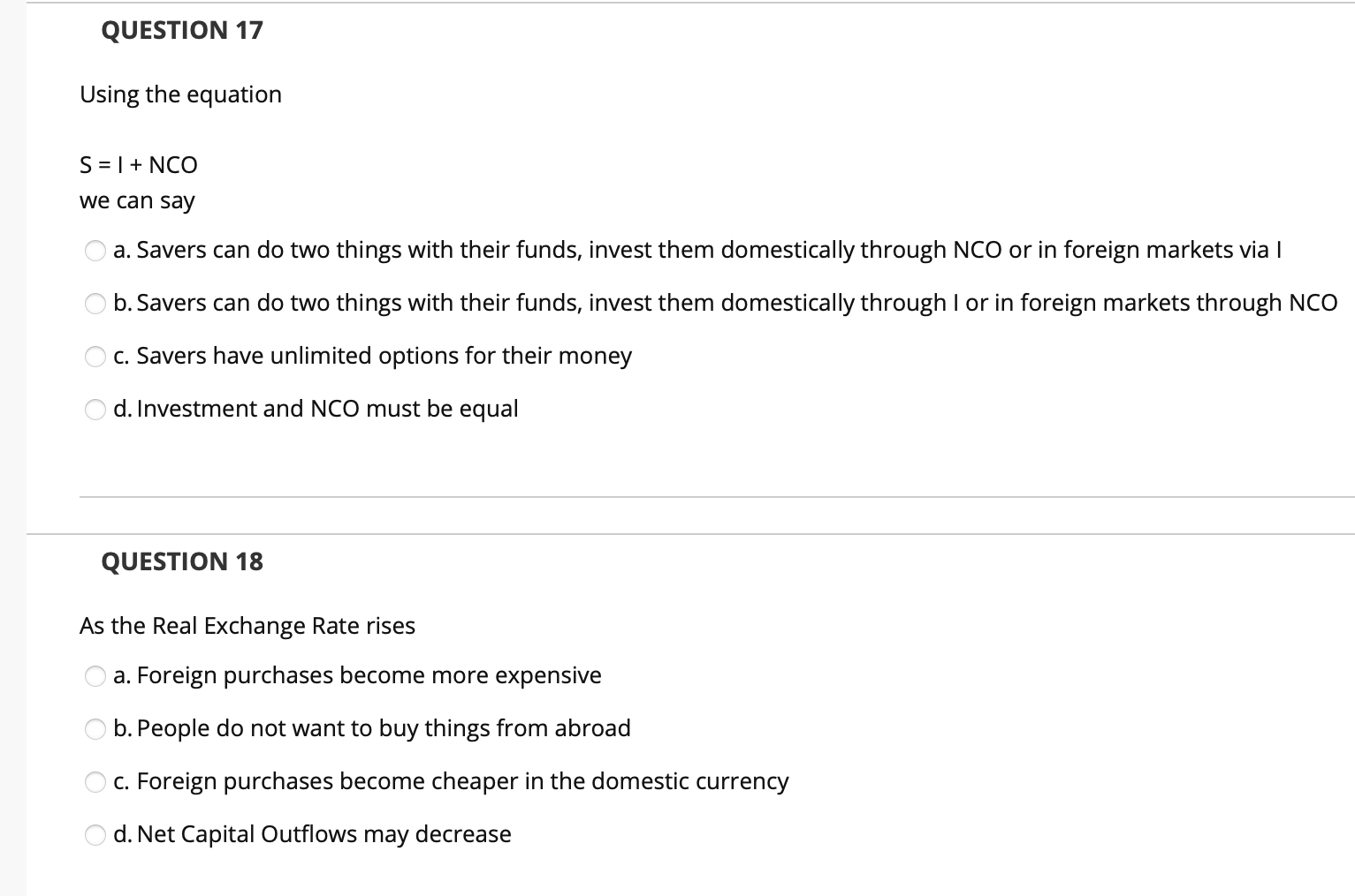 Solved QUESTION 17 Using the equation S = 1 + NCO we can say | Chegg.com