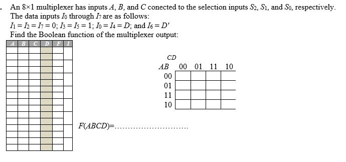 Solved · An 8x1 multiplexer has inputs A, B, and C conected | Chegg.com