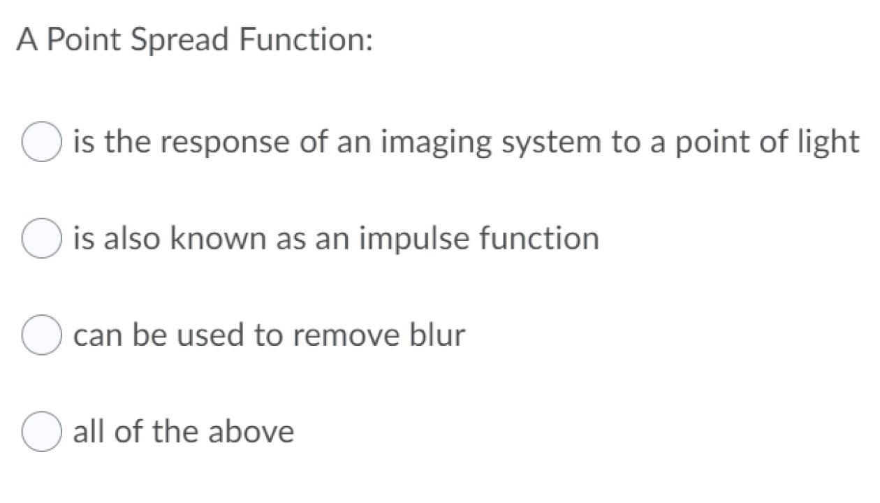 Solved A Point Spread Function: is the response of an | Chegg.com