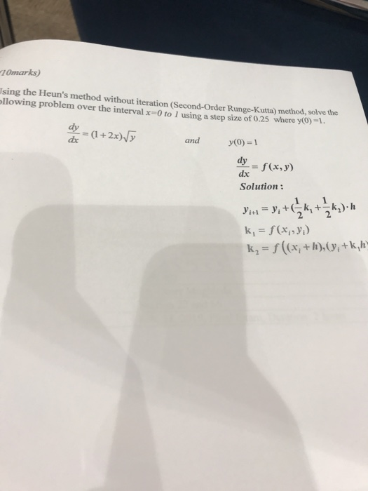 Solved 1Omarks sing the Heun's method without iteration | Chegg.com