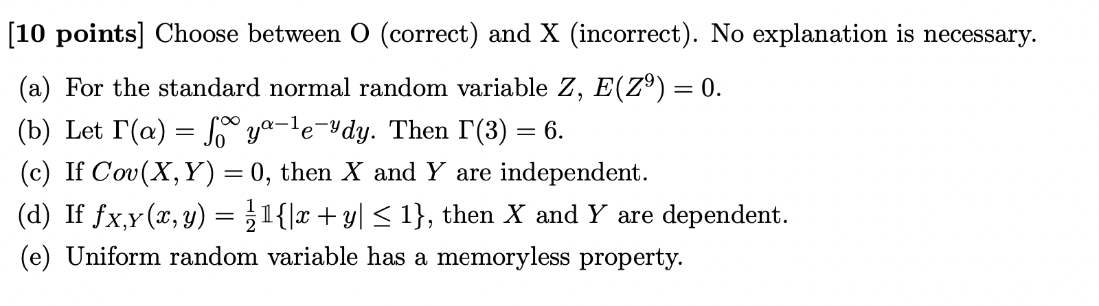 Solved [10 ﻿points] ﻿Choose between O (correct) ﻿and | Chegg.com