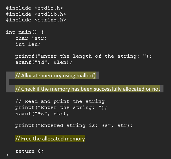 Solved The following program allocateMemory.c is to allocate | Chegg.com