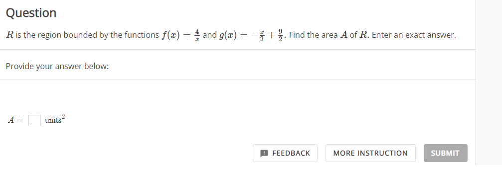 Solved R is the region bounded by the functions f(x)=4x | Chegg.com