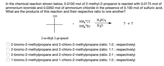 Solved In the chemical reaction shown below, 0.0100 mol of | Chegg.com