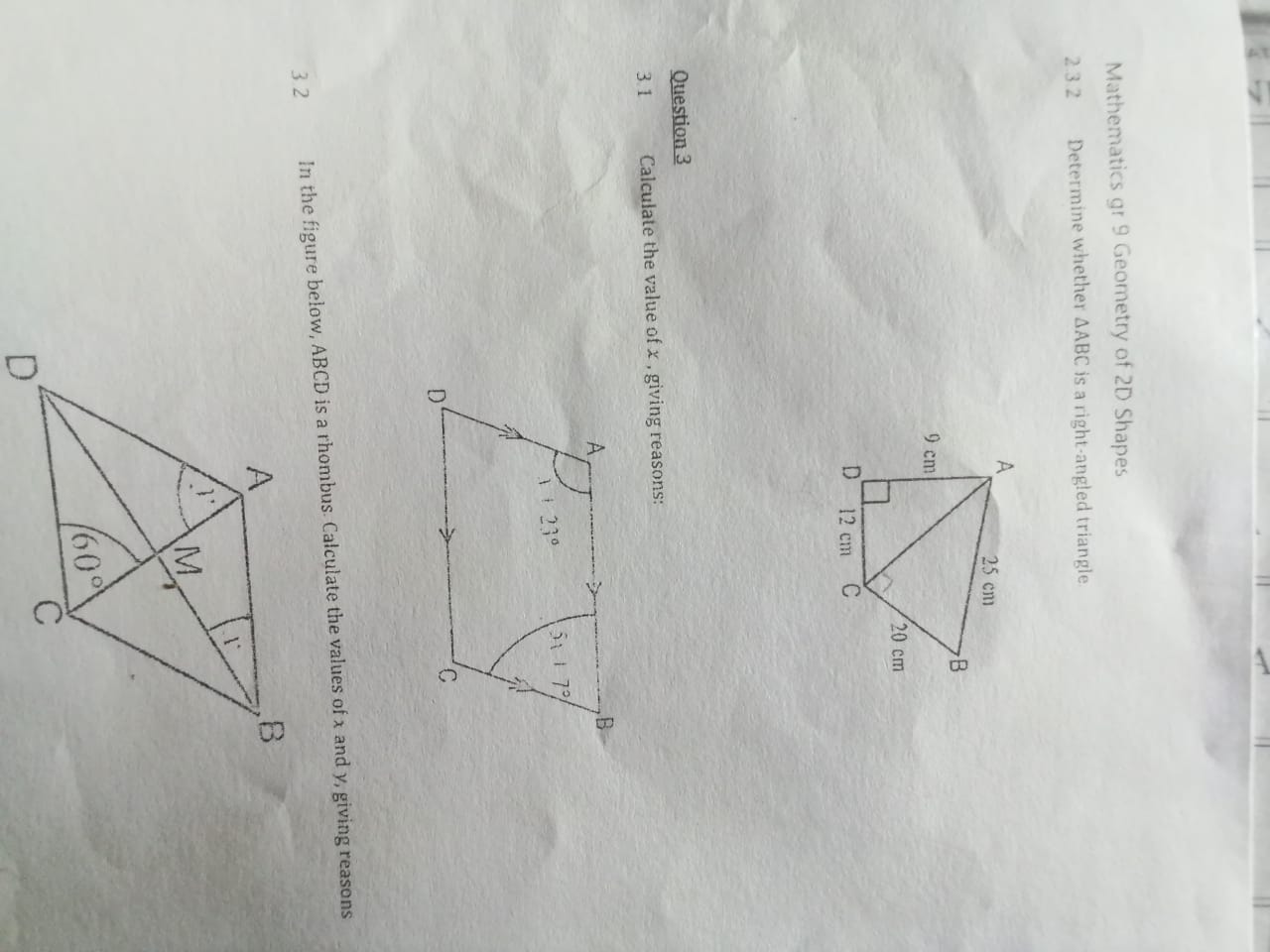 Solved \r\nMathematics gr 9 Geometry of \\( 2 D \\) Shapes | Chegg.com