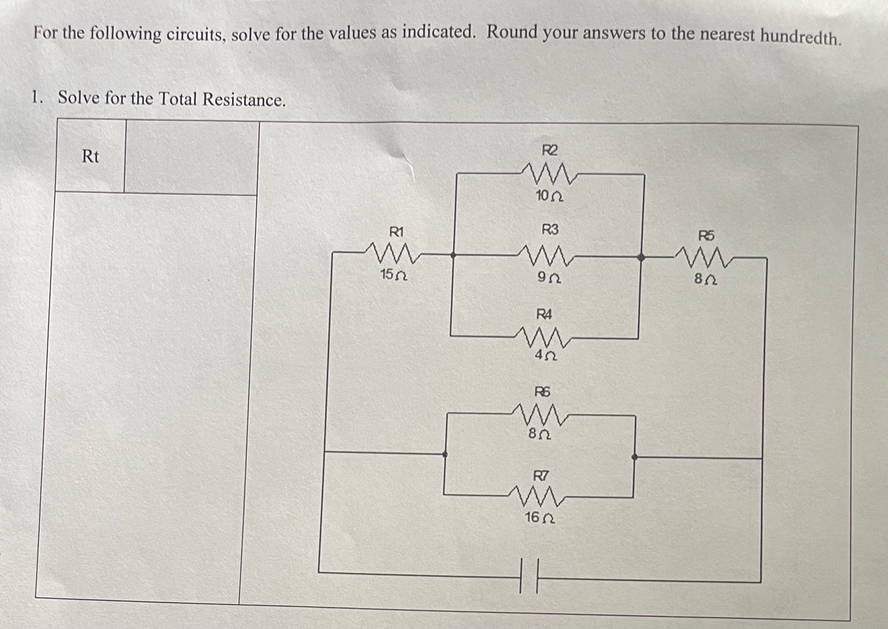 Solved For the following circuits, solve for the values as | Chegg.com