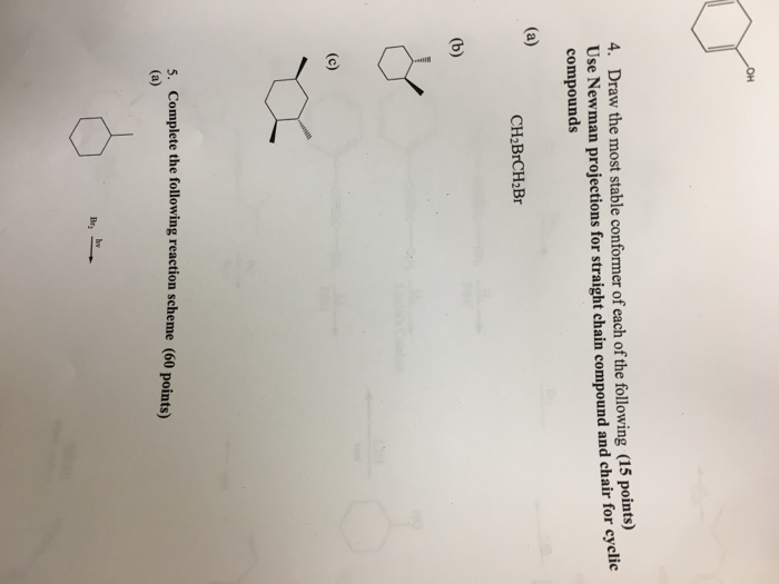 Solved 4. Draw the most stable conformer of each of the | Chegg.com