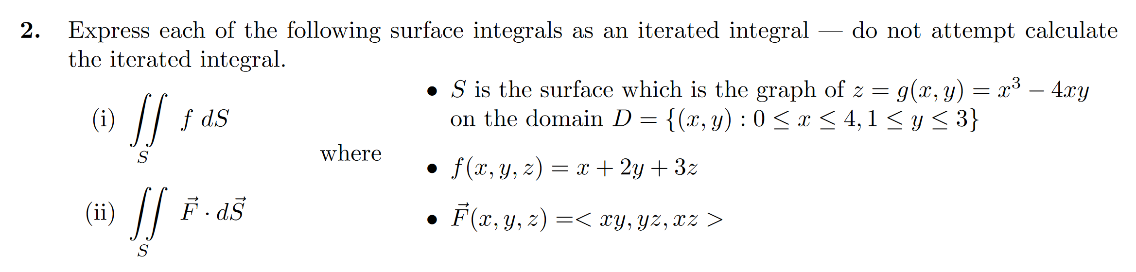 Solved Express each of the following surface integrals as an | Chegg.com