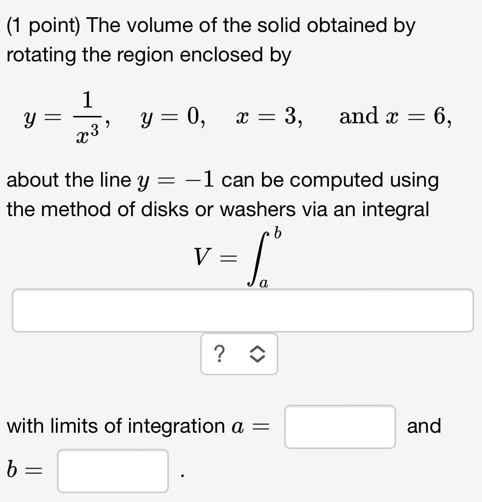 Solved Find the volume of the solid obtained by rotating the | Chegg.com