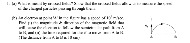 Solved 1. (a) What is meant by crossed fields? Show that the | Chegg.com