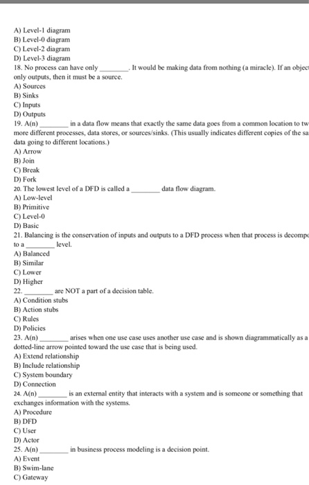 Solved A) Level-1 diagram B) Level-0 diagram C) Level-2 | Chegg.com