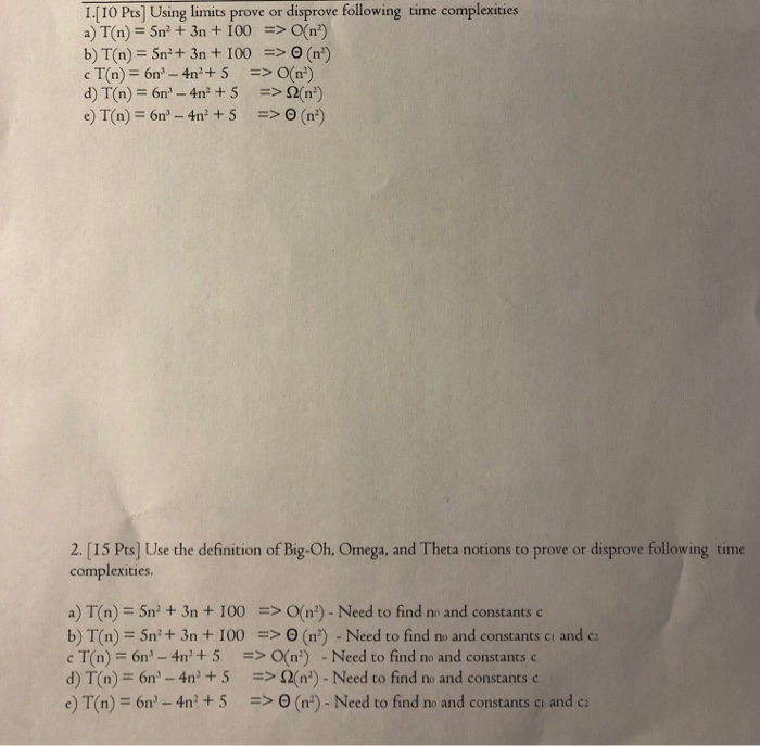 Solved I.[IO Pts] Using limits prove or disprove following | Chegg.com