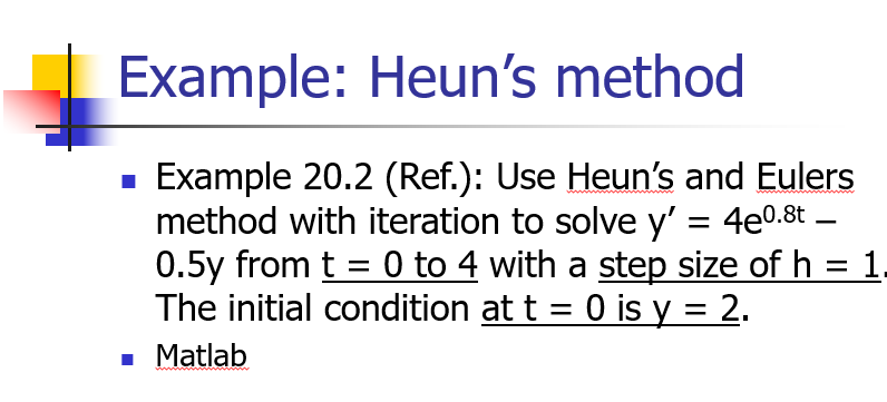 Solved Example: Heun's method Example 20.2 (Ref.): Use | Chegg.com