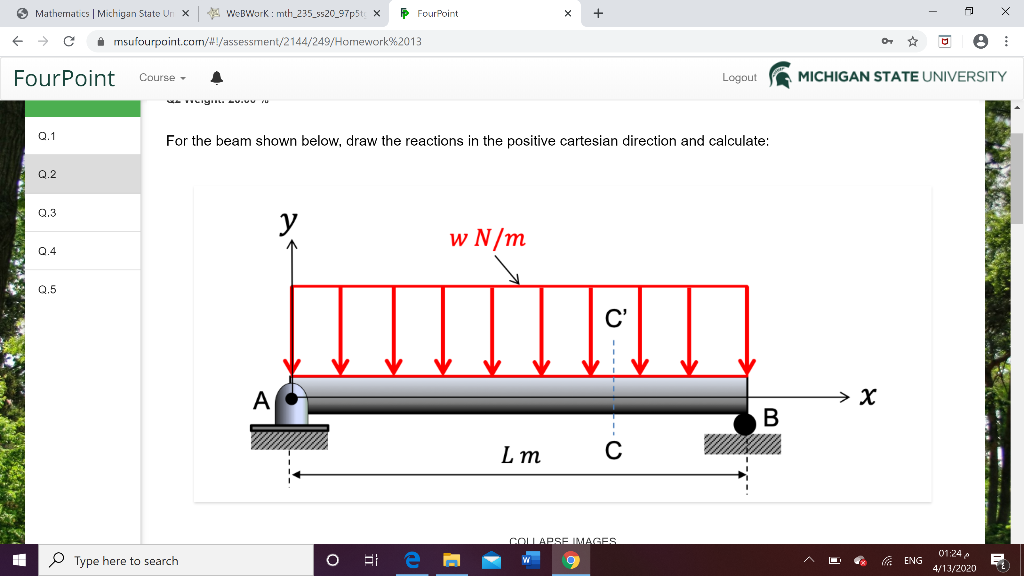 Solved Mathematics Michigan State Un x WebWork: | Chegg.com