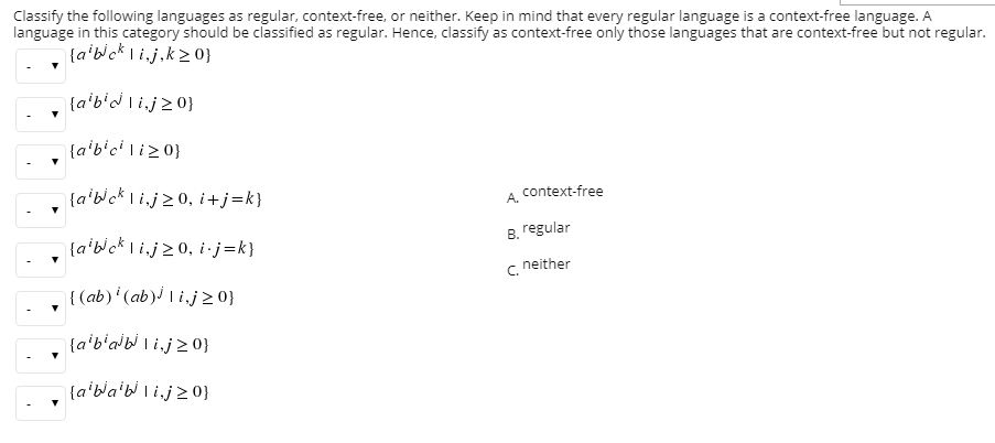 Solved Classify the following languages as regular, | Chegg.com