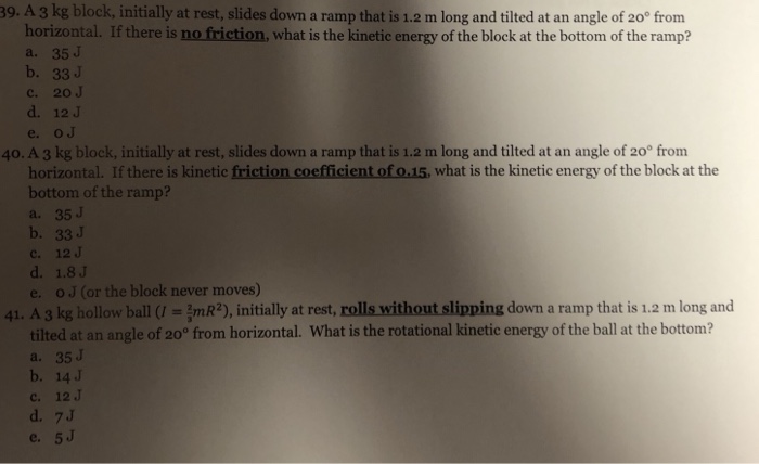 Solved 9. A 3 kg block, initially at rest, slides down a | Chegg.com
