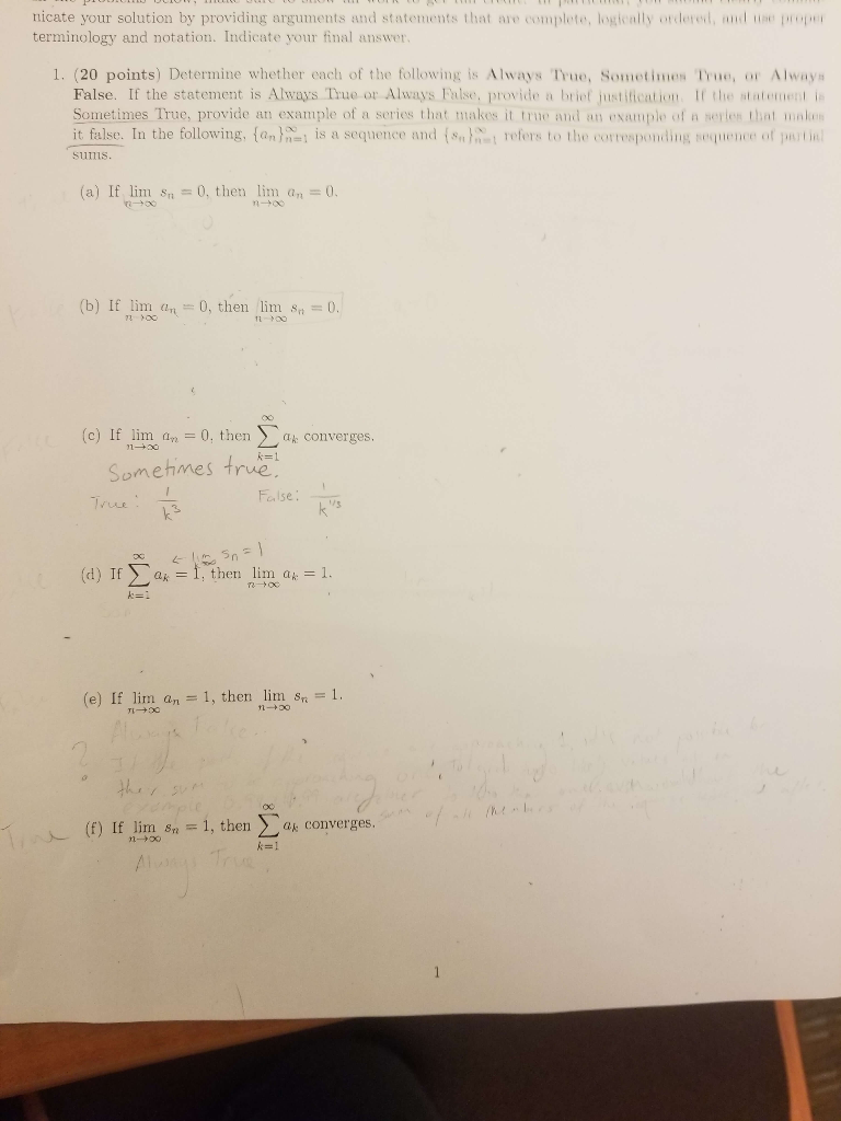 Solved Determine Whether Each Of The Following Is Always
