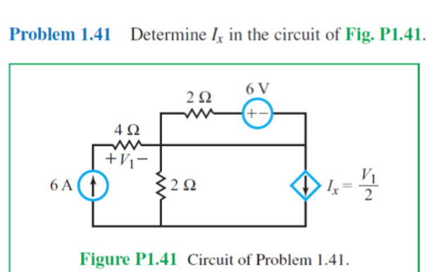 Solved 1.41 ﻿Determine Ix in the circuit of Fig. P1.41. | Chegg.com