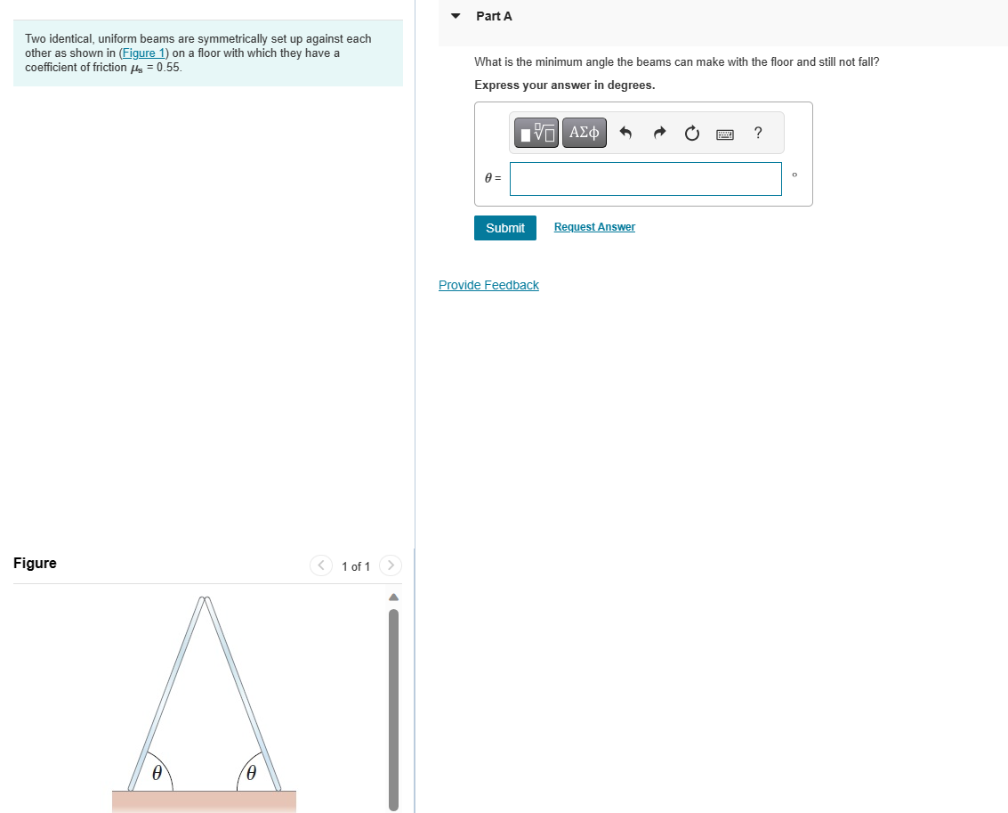 Solved Two identical, uniform beams are symmetrically set up | Chegg.com