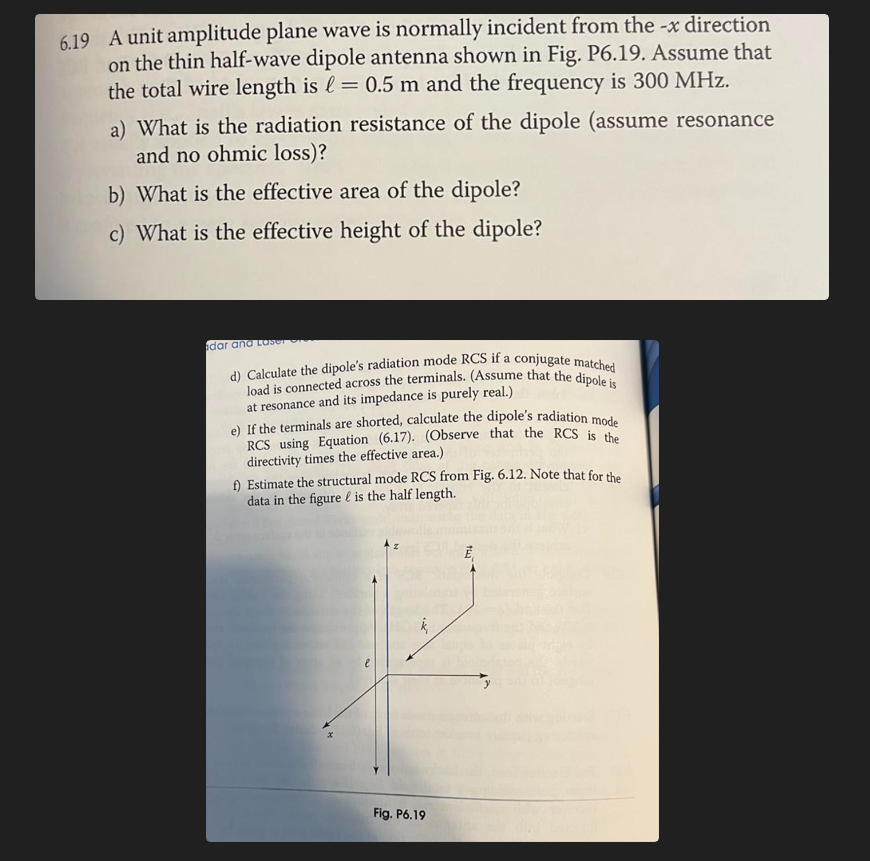 Solved 6.19 ﻿A unit amplitude plane wave is normally | Chegg.com