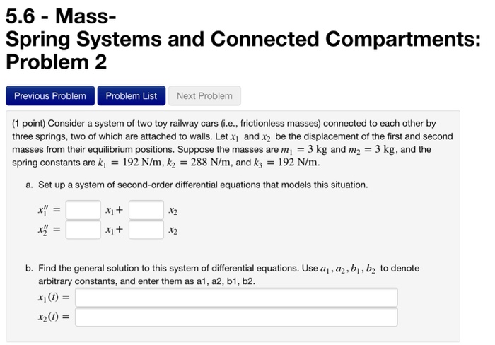 Solved 5.6 - Mass- Spring Systems and Connected | Chegg.com