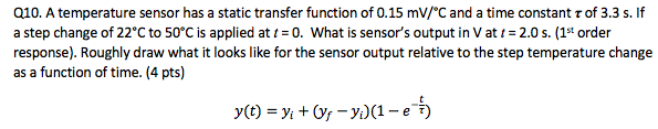 Solved Q10. A temperature sensor has a static transfer | Chegg.com