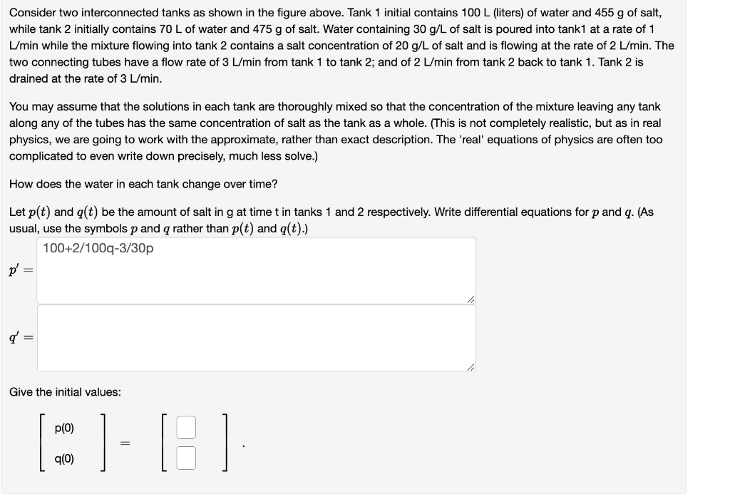 Solved Consider two interconnected tanks as shown in the | Chegg.com