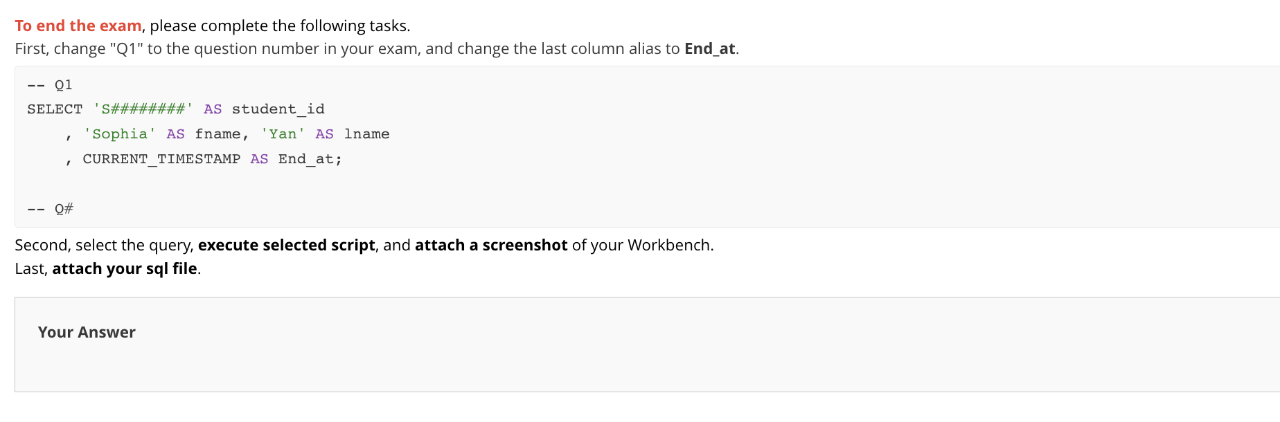 Solved To end the exam, please complete the following tasks. | Chegg.com