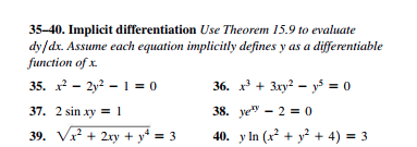 Solved Please solve 39 with implicit differentiation. Also, | Chegg.com