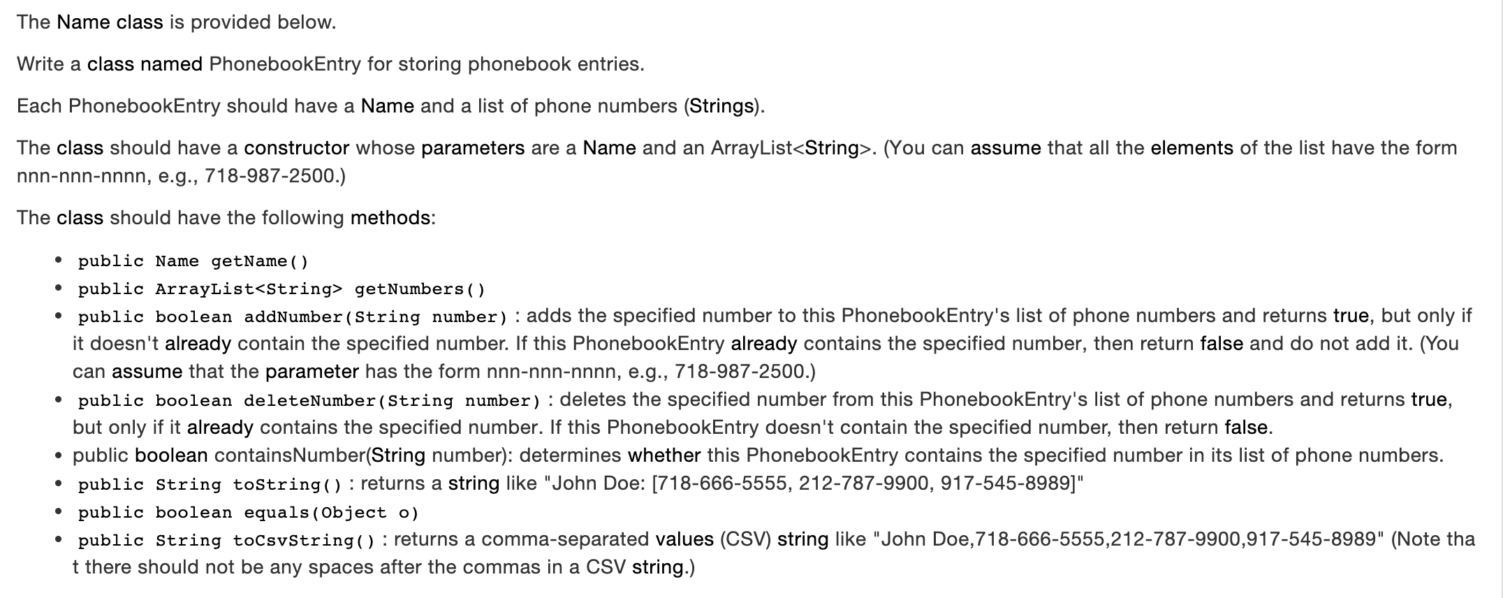 Solved the name class is below: public class Name { | Chegg.com