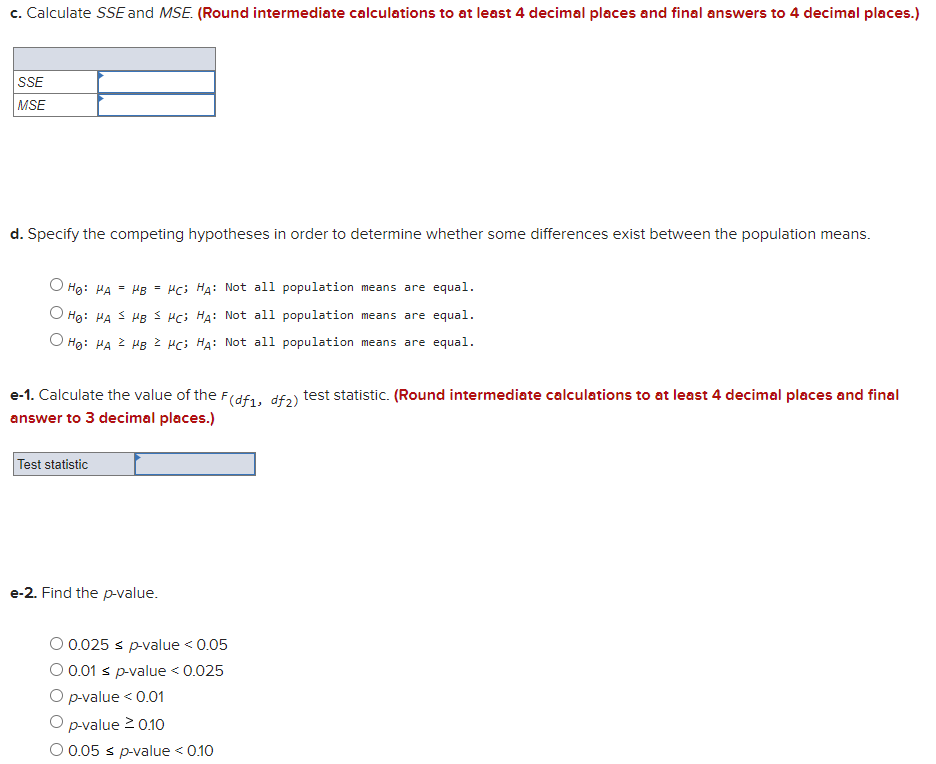 Solved A random sample of five observations from three | Chegg.com