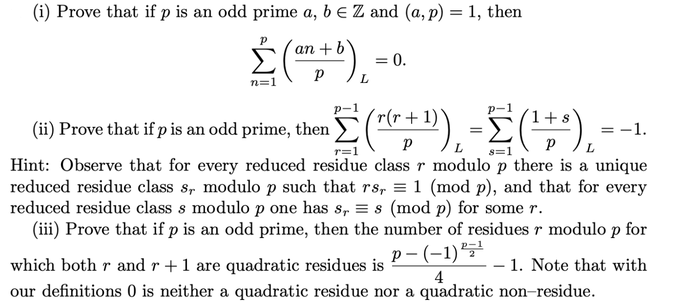 (i) Prove that if p is an odd prime a,b∈Z and | Chegg.com