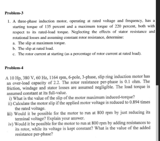 Solved Sheet-2 Problem-1 A three-phase, four-pole, 30hp, | Chegg.com