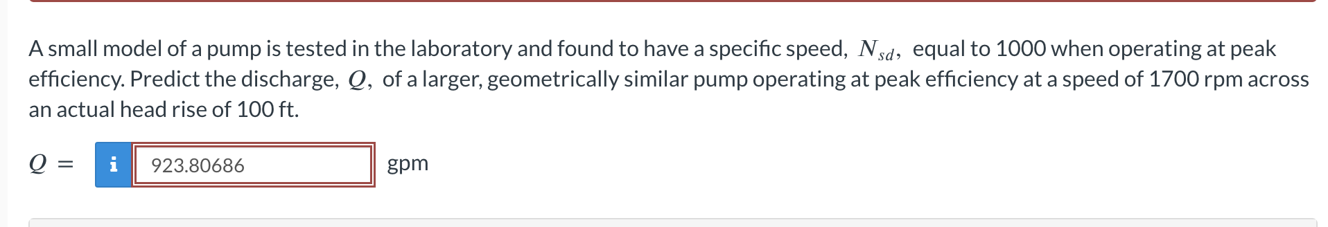 Solved A small model of a pump is tested in the laboratory | Chegg.com