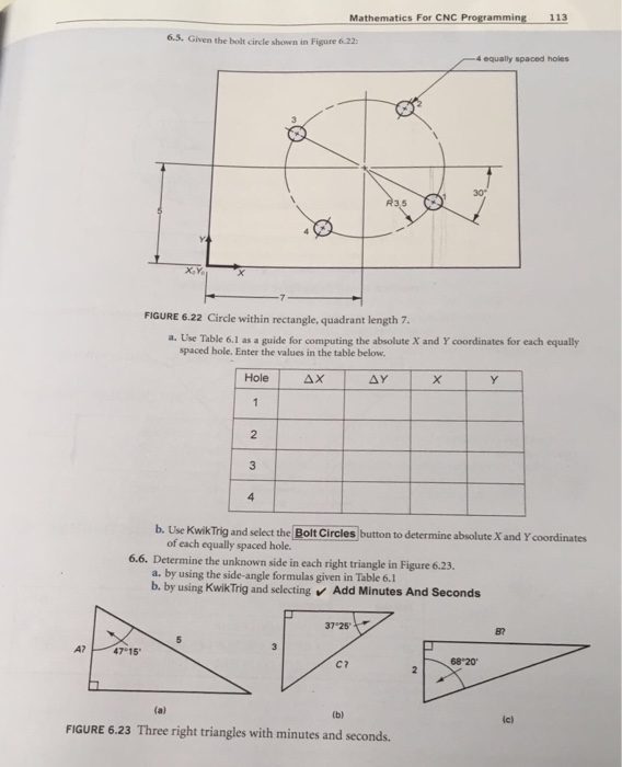 Solved Mathematics For CNC Programming 113 6.3. Given the | Chegg.com