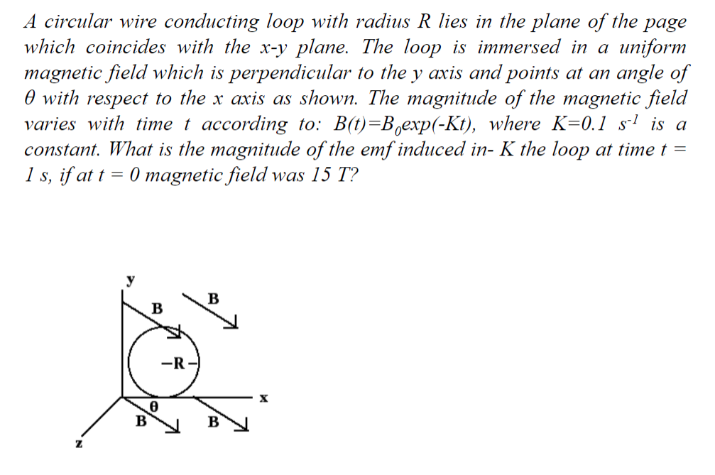 Solved A circular wire conducting loop with radius R lies in | Chegg.com