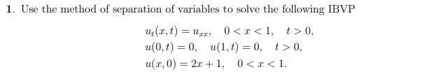 Solved Use the method of separation of variables to solve | Chegg.com